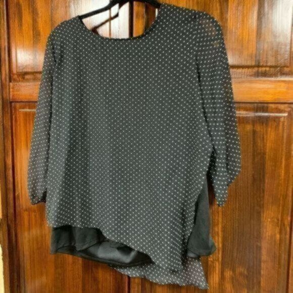 Robert Louis | Tops | Robertlouis Black Polka Dotlongsleeveblouse ...